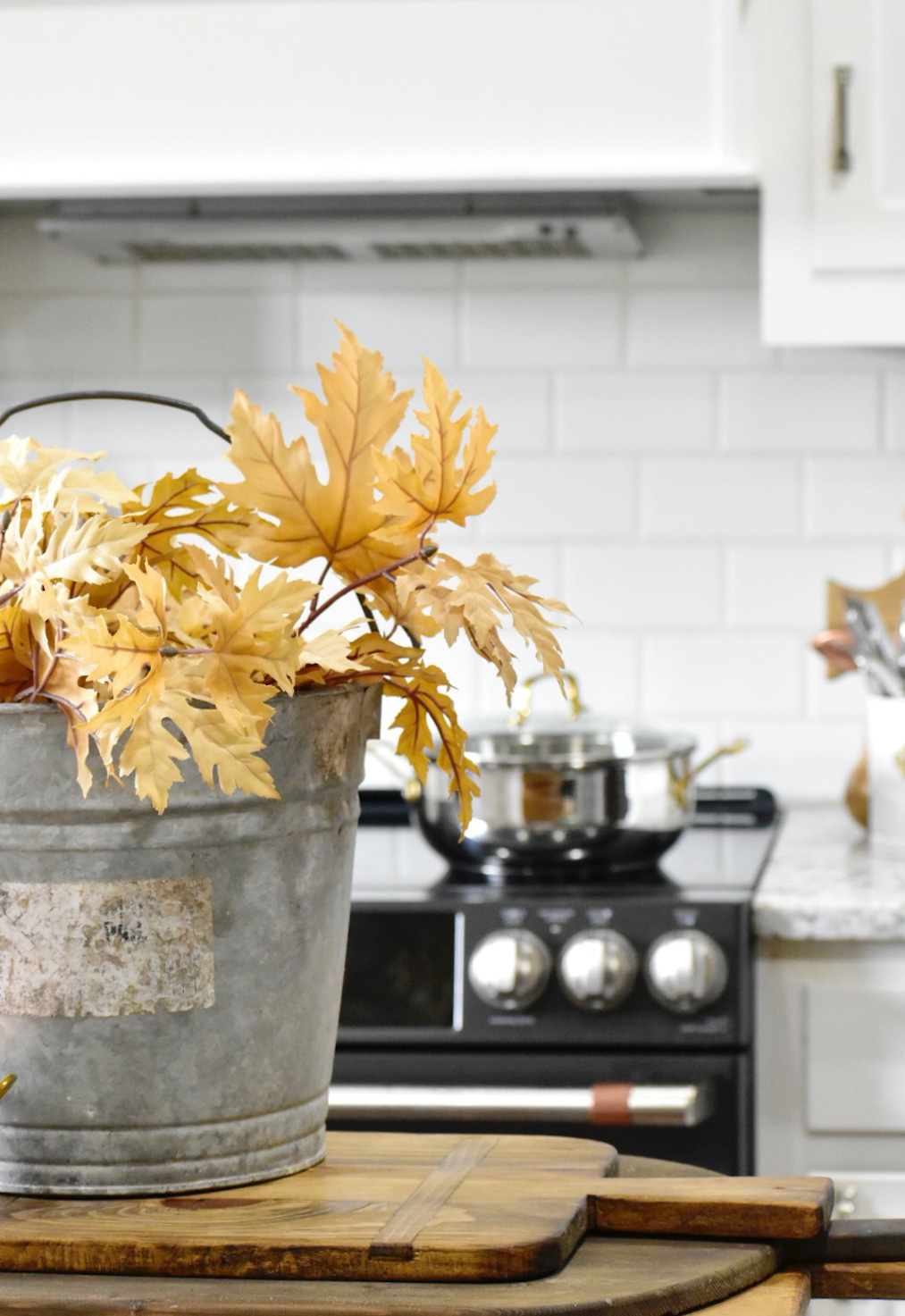 fall kitchen tour with touches of copper and green